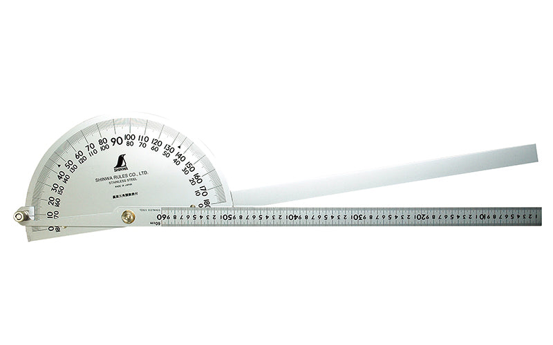 SHINWA 62944 Protractor Hard Chrome Finish No.600 Double-blade Diamete ...